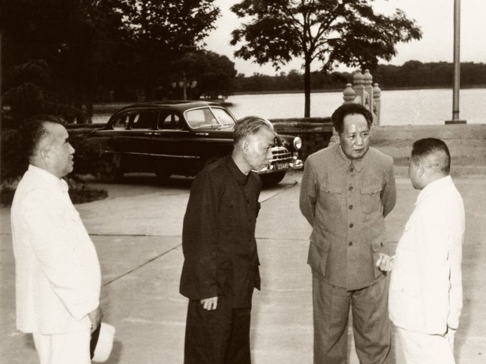 Zhu De, Liu Shaoqi, Mao, and Deng Xiaoping talk at Zhongnanhai in 1957 ...