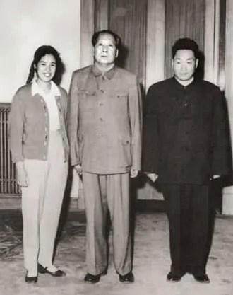 Mao Zedong, his son Mao Anqing, and his wife Shao Hua in 1962 ...